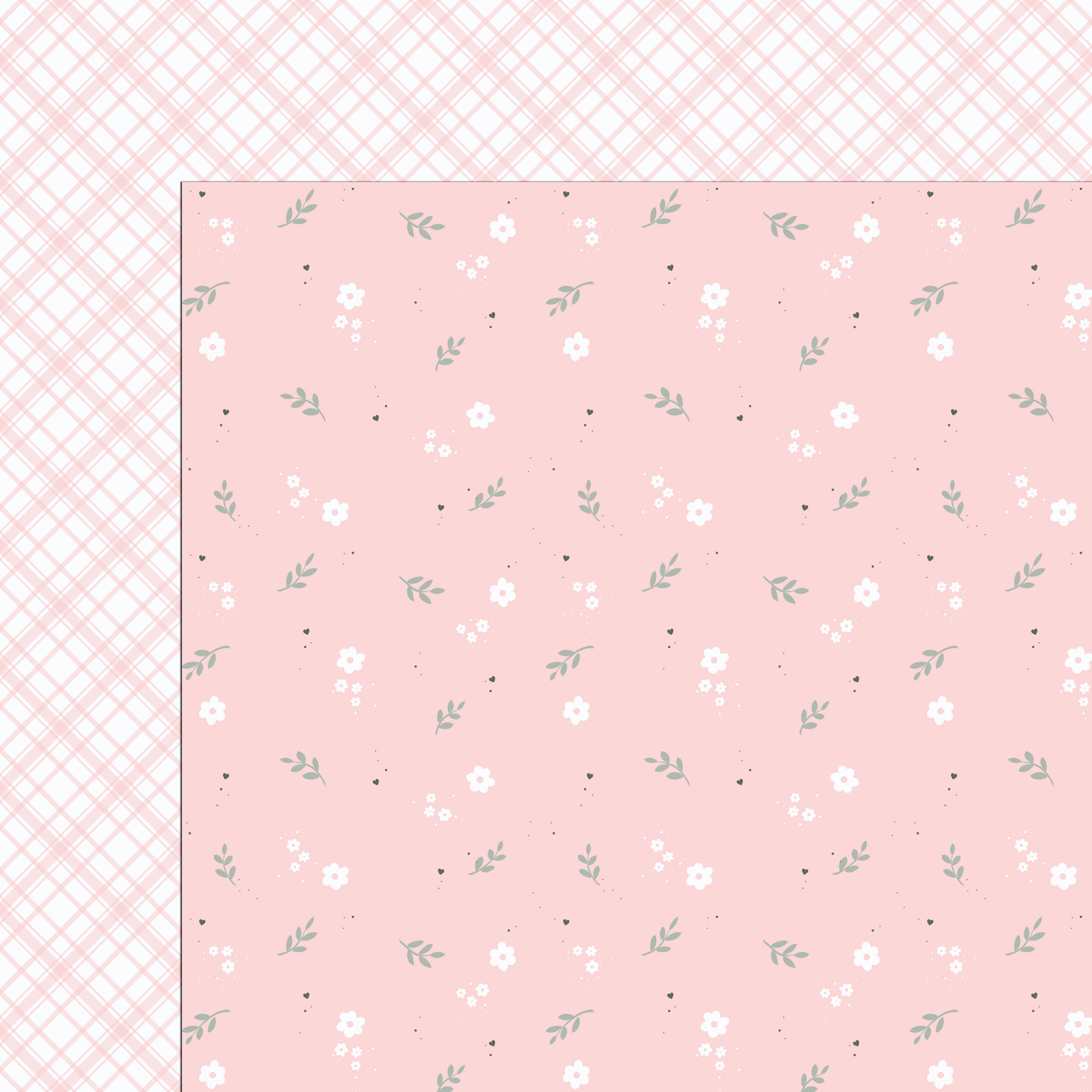 Pink & Sage Floral Digital Paper Pack: Scrapbook Patterns (12x12", 300 ...