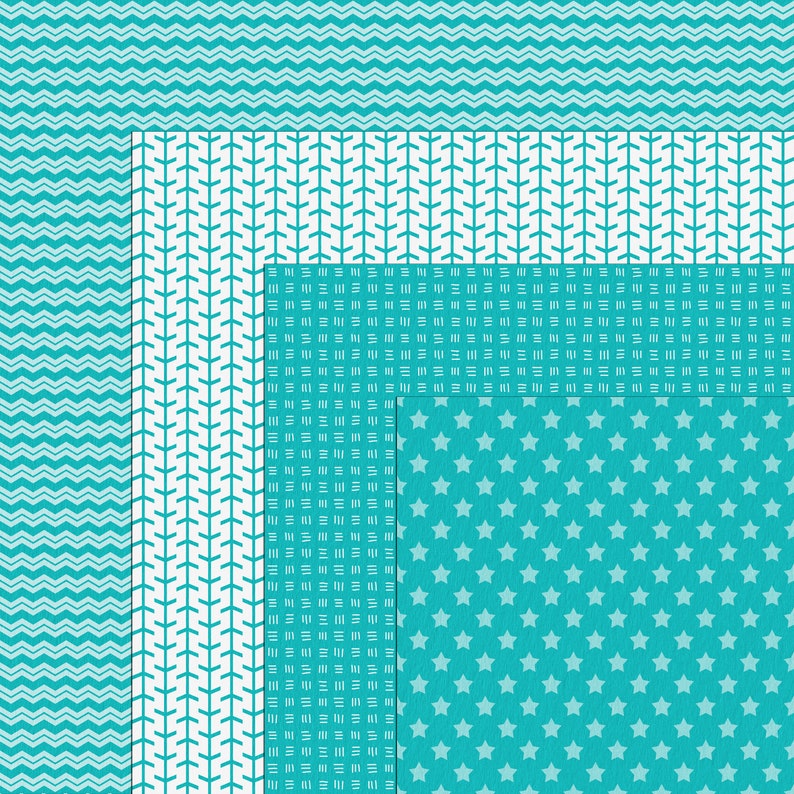 Turquoise Digital Paper Kit With Light Texture. Seamless Scrapbook ...