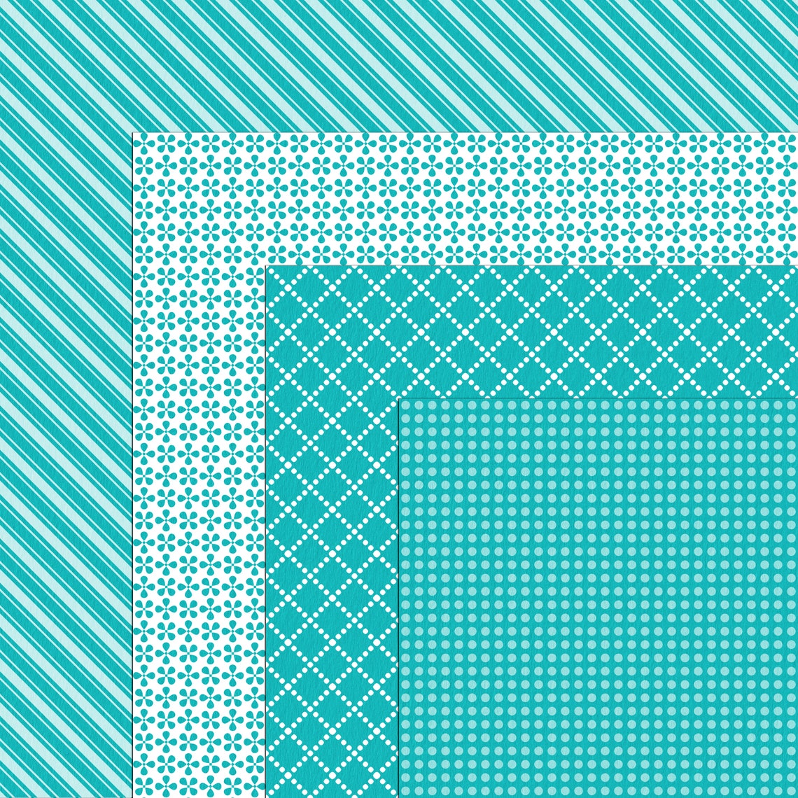 Turquoise Digital Paper Kit With Light Texture. Seamless Scrapbook ...