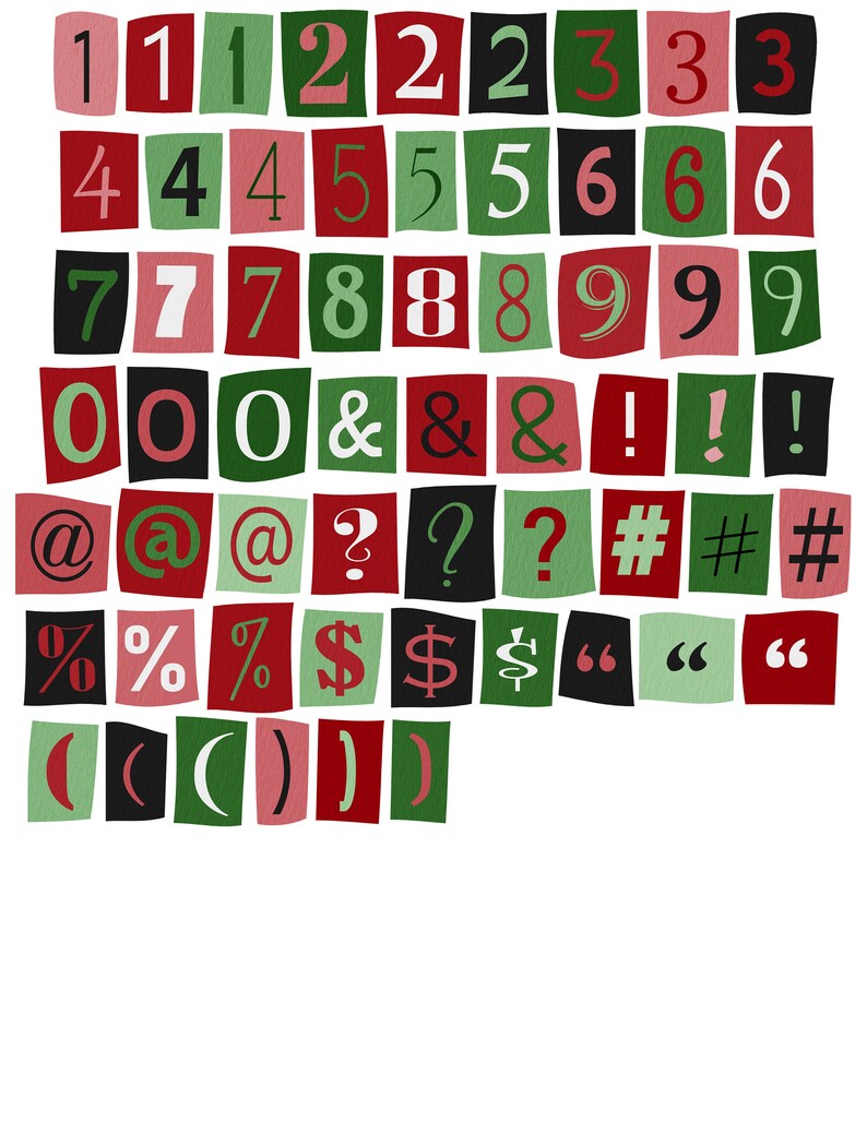 Christmas Ransom Note Alphabet: Red & Green PNG (digital Download) - Etsy