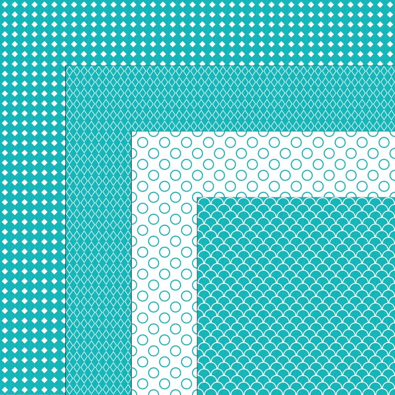 Turquoise Digital Paper Kit With Light Texture. Seamless Scrapbook ...