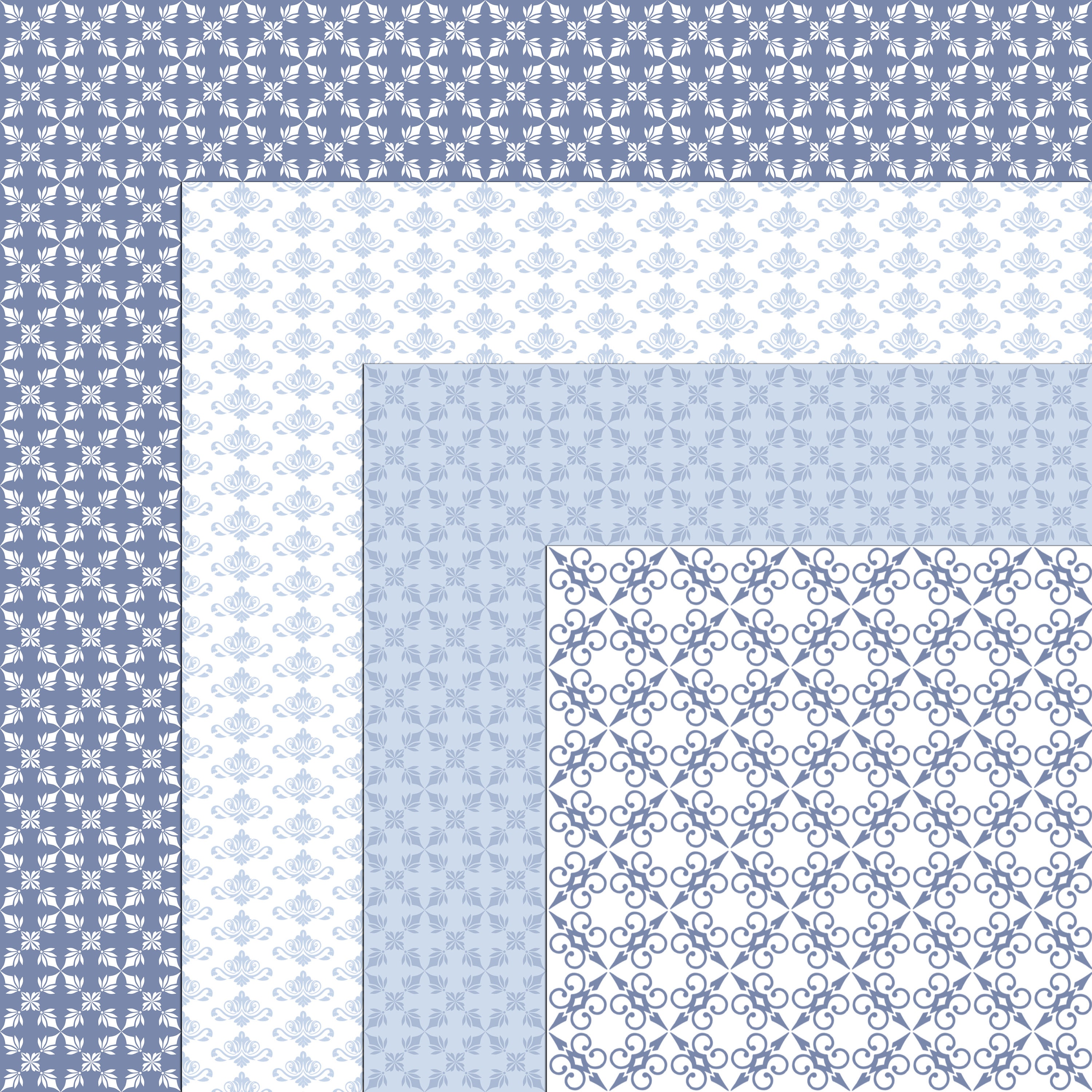 Blue Damask Digital Paper Pack: Seamless Scrapbook Patterns (digital ...