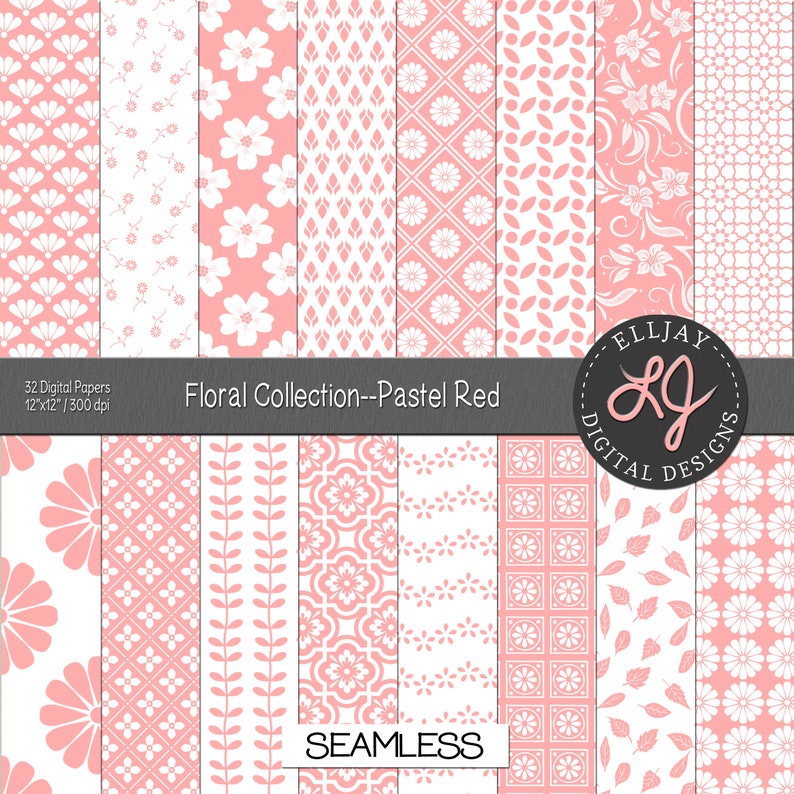 Pastel Floral Digital Paper Pack. Scrapbook Paper Bundle. Seamless ...