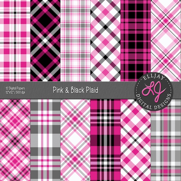 Coastal Plaid Digital Paper Pack. Beige & Blue Scrapbook Paper Pack ...