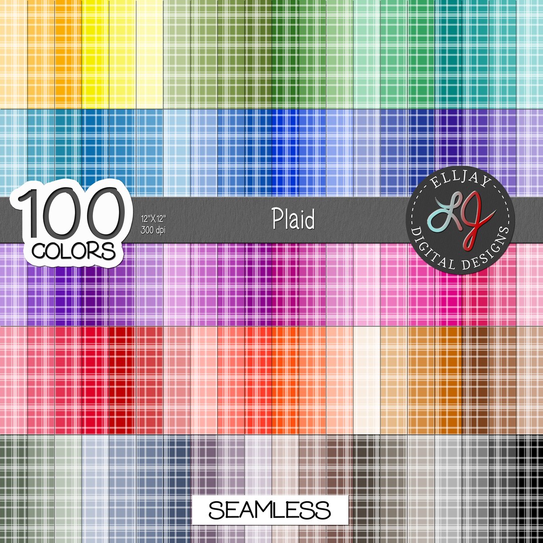 Plaid Digital Paper in 100 Colors. Small Pattern for Card Making ...