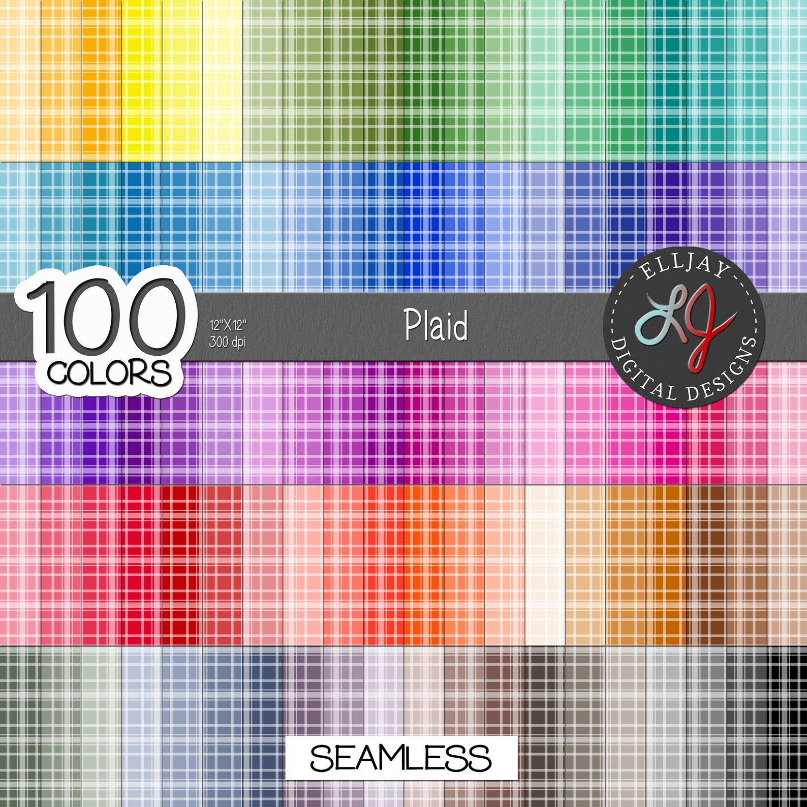 Plaid Digital Paper in 100 Colors. Small Pattern for Card Making ...