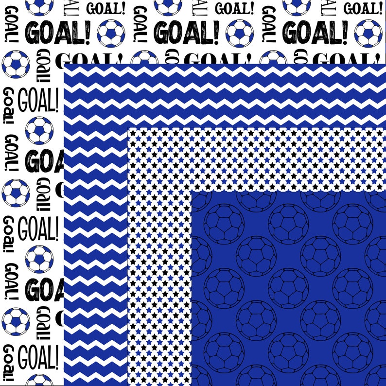 Blue Soccer Digital Paper Pack: Clipart, Alpha, Template (commercial ...