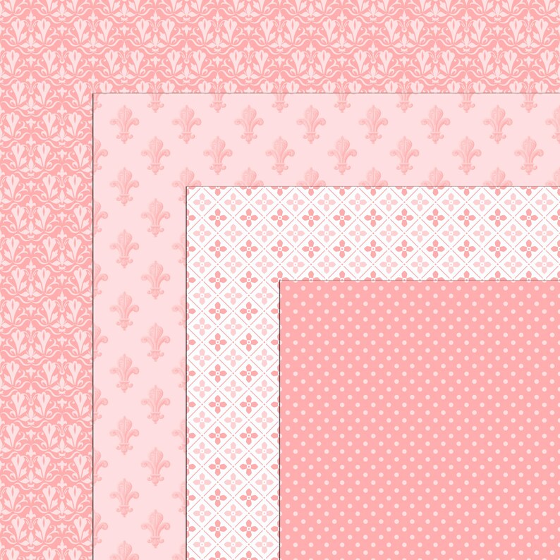 Pastel Pink Damask Digital Paper: Vintage Floral Patterns (digital ...