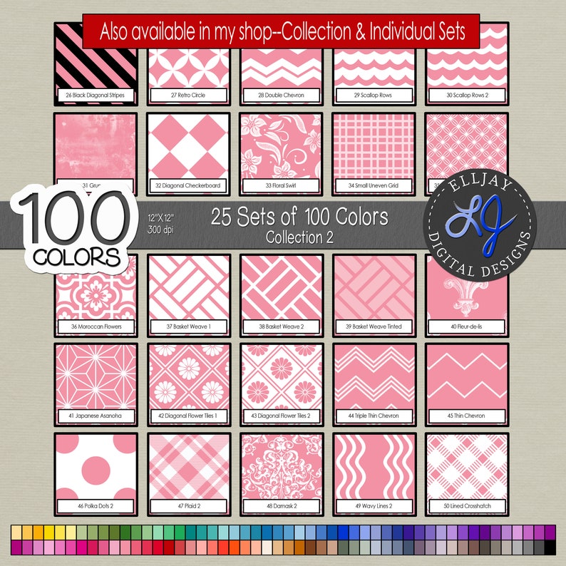 Crosshatch Digital Paper Pack. 100 Rainbow Colors. Seamless Backgrounds ...