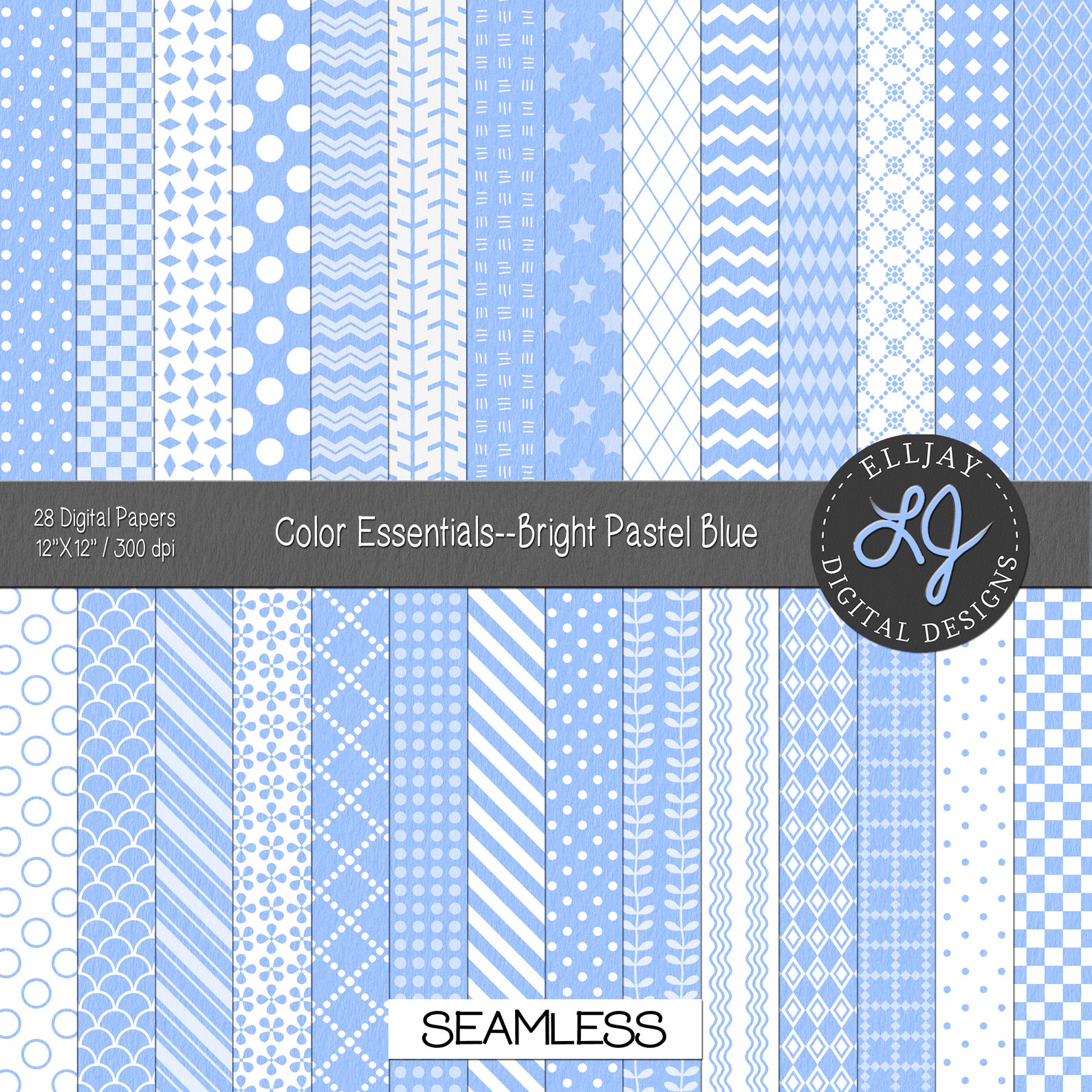 Pastel Blue Digital Paper With Light Texture. Seamless Blue Scrapbook ...