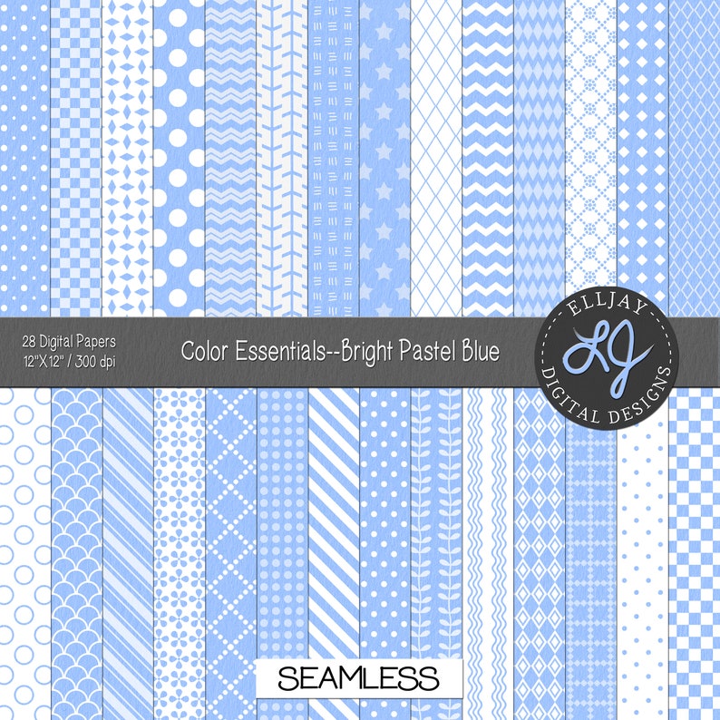 Pastel Blue Digital Paper With Light Texture. Seamless Blue Scrapbook ...