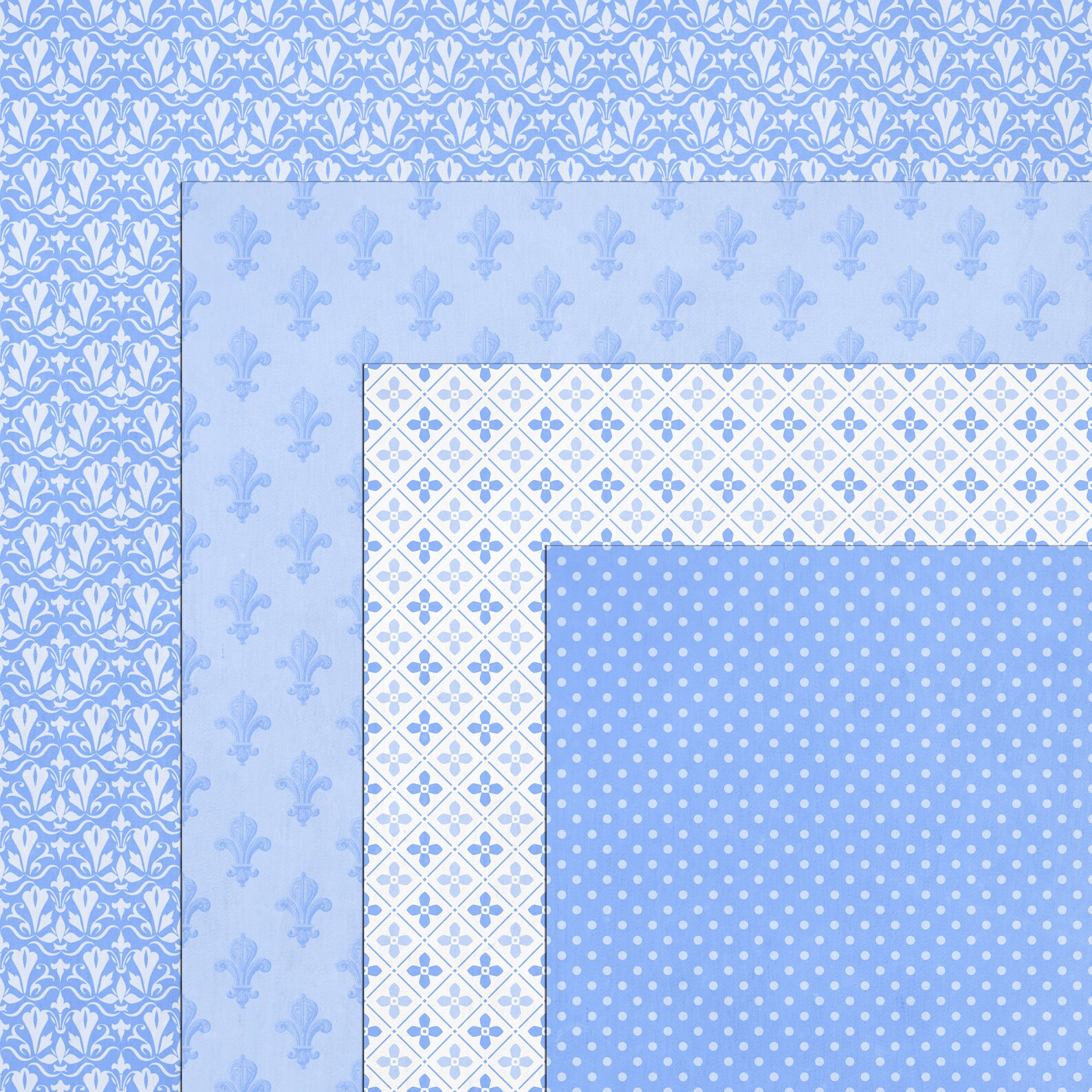 Pastel Blue Damask Digital Paper Pack. Light Blue Digital Paper. Blue ...