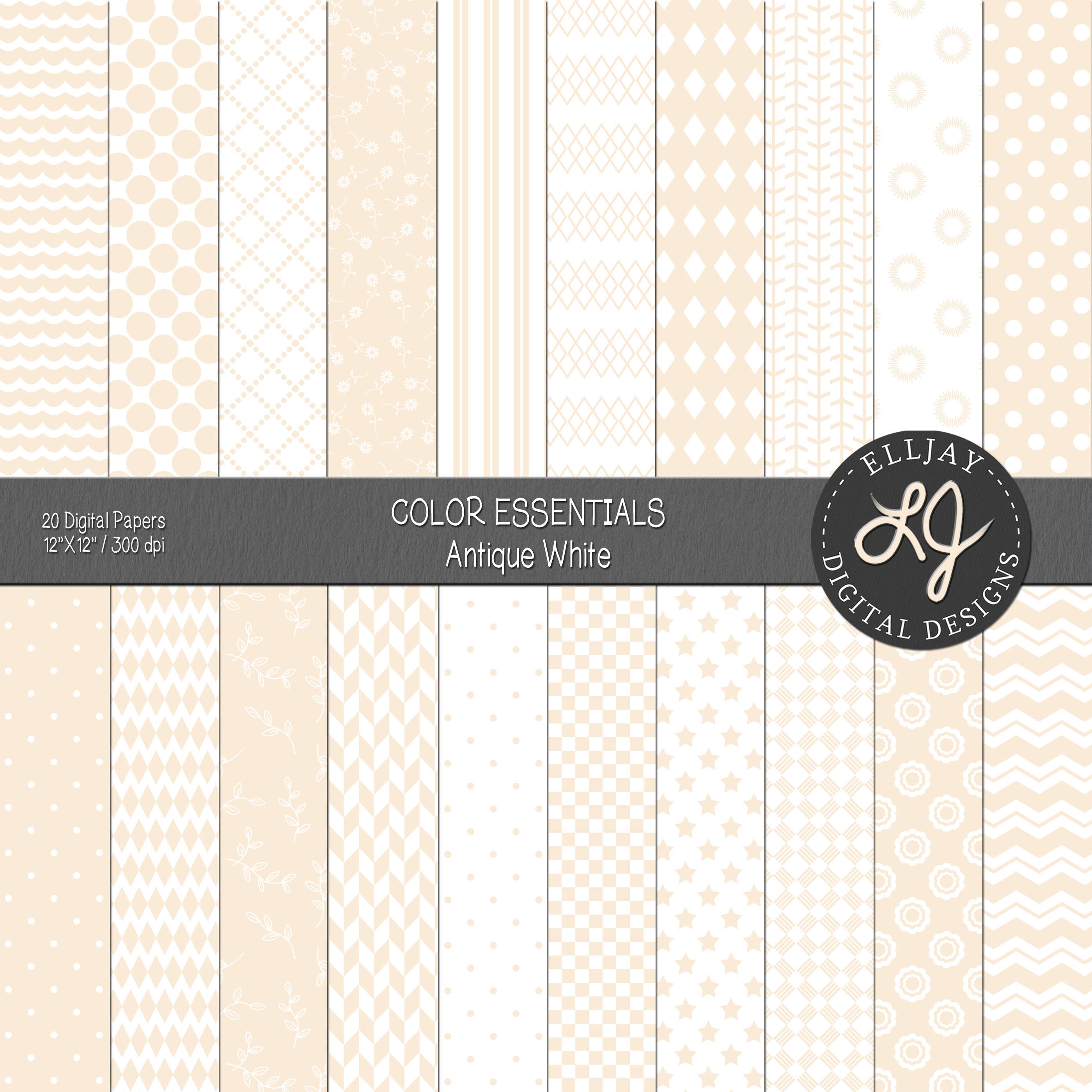 Cream Digital Paper Pack. Seamless. Antique White Paper. Cream ...