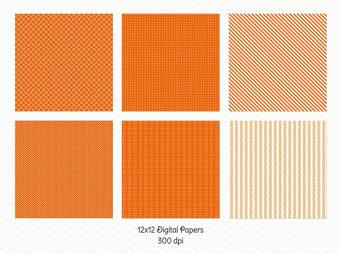 Orange Digital Paper Kit With Light Texture. Graduations, Scrapbooking ...