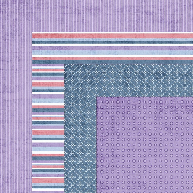 Blue, Purple & Red Digital Paper Pack. Printable Floral Patterns. Cards ...