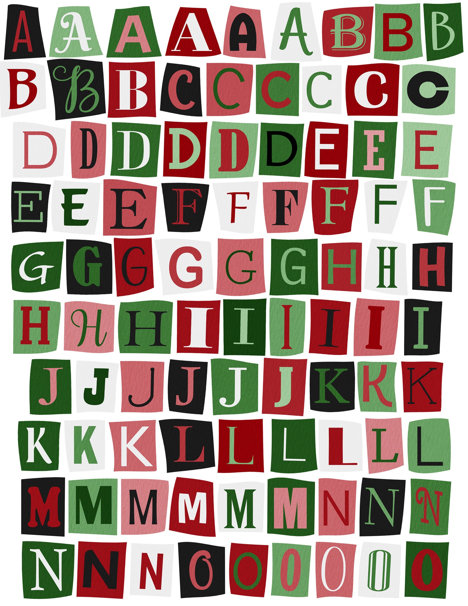 Christmas Ransom Note Alphabet: Red & Green PNG (digital Download) - Etsy