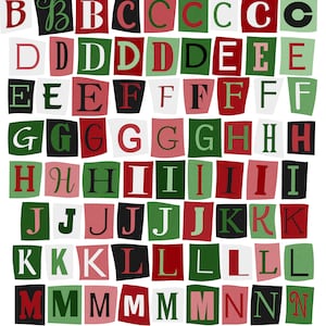 Christmas Ransom Note Alphabet: Red & Green PNG (digital Download) - Etsy