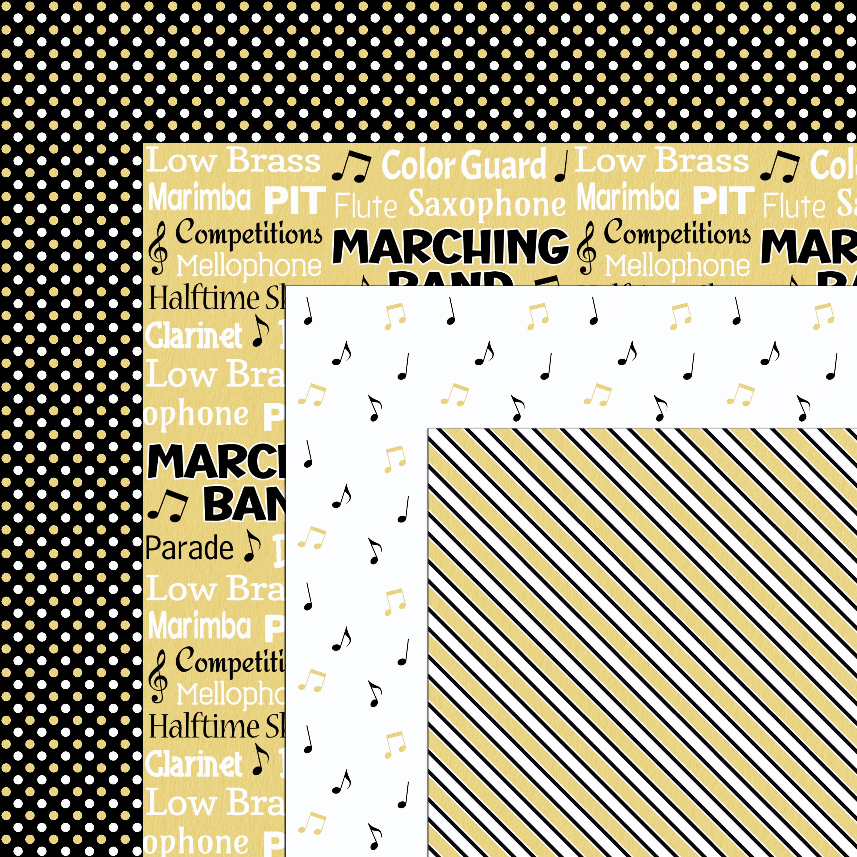 Gold Marching Band Paper Pack: Seamless Music Scrapbook (digital ...