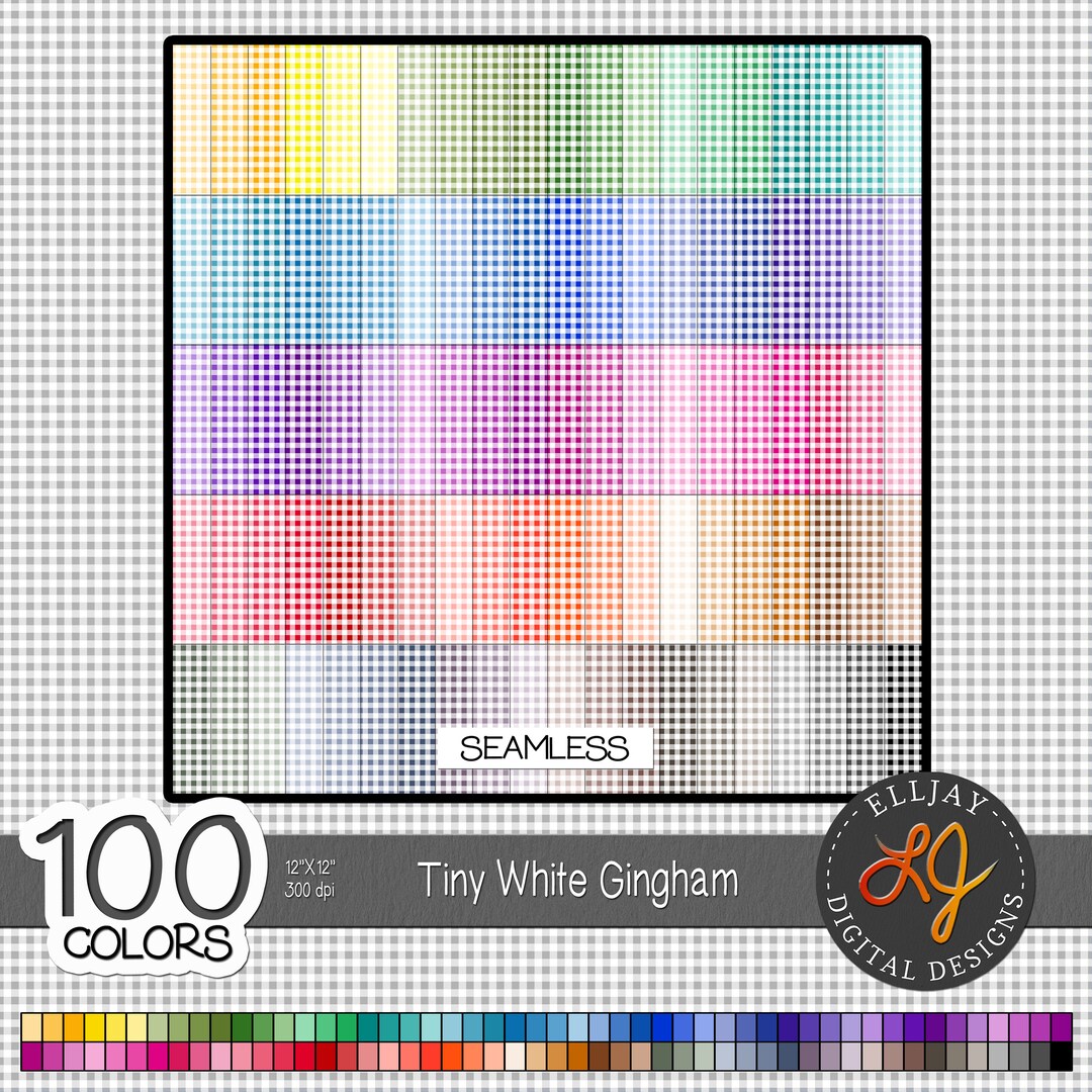 Gingham Digital Paper: 100 Colors, Seamless Pattern (digital Download ...