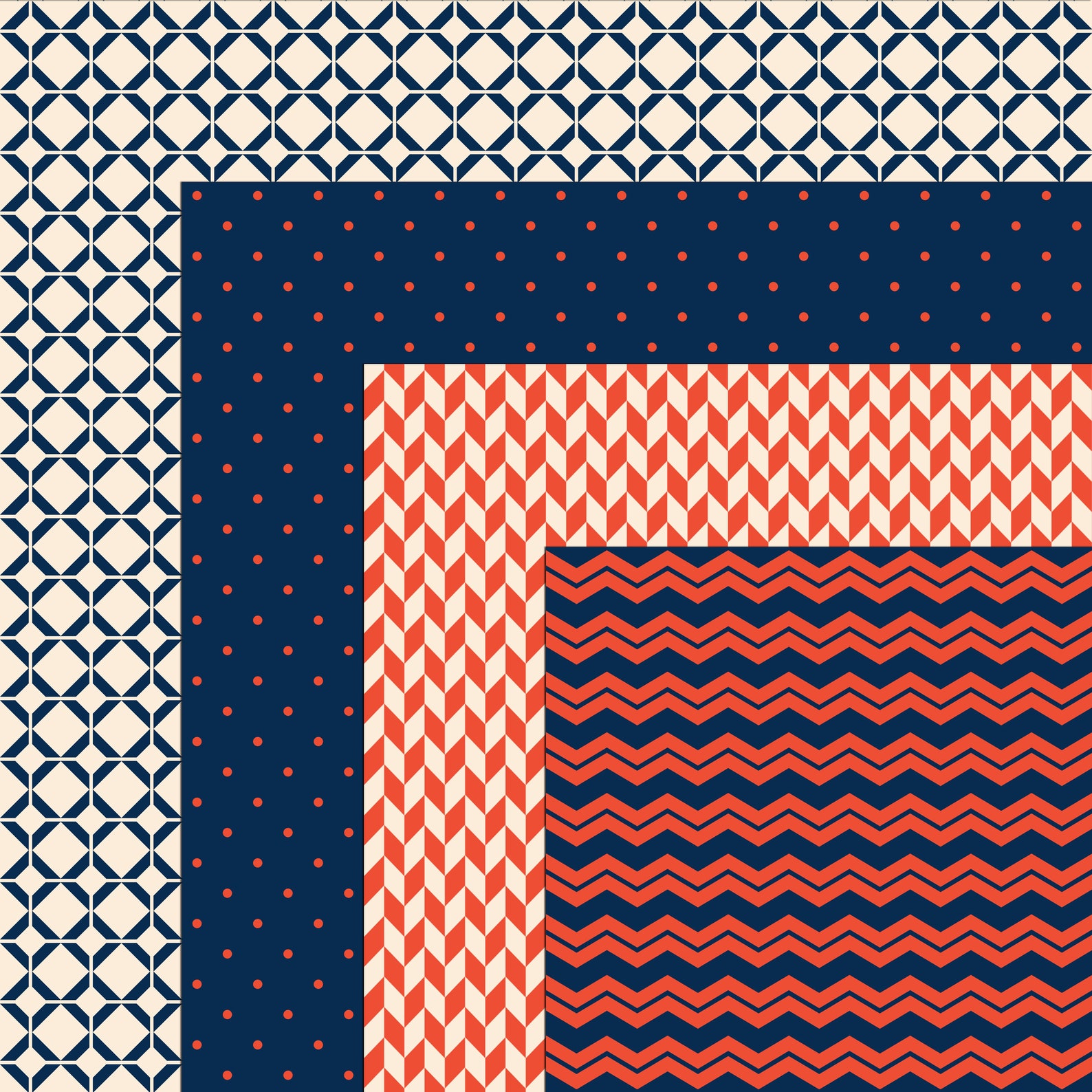 Navy Blue & Orange Digital Paper Pack. Sports Colors. Blue and Orange ...