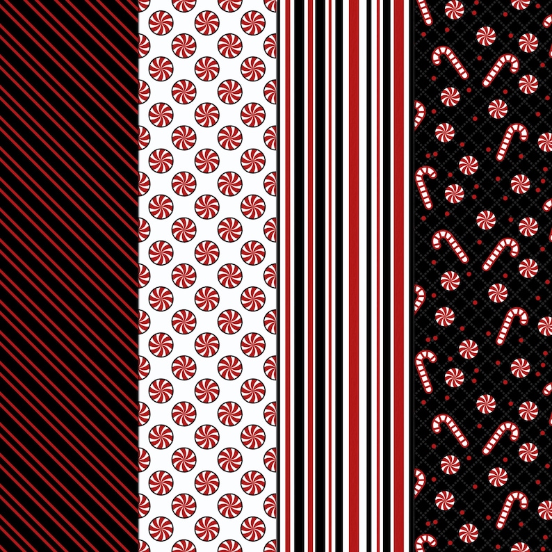 Peppermint Candy Digital Paper Pack: Christmas Scrapbook Patterns ...