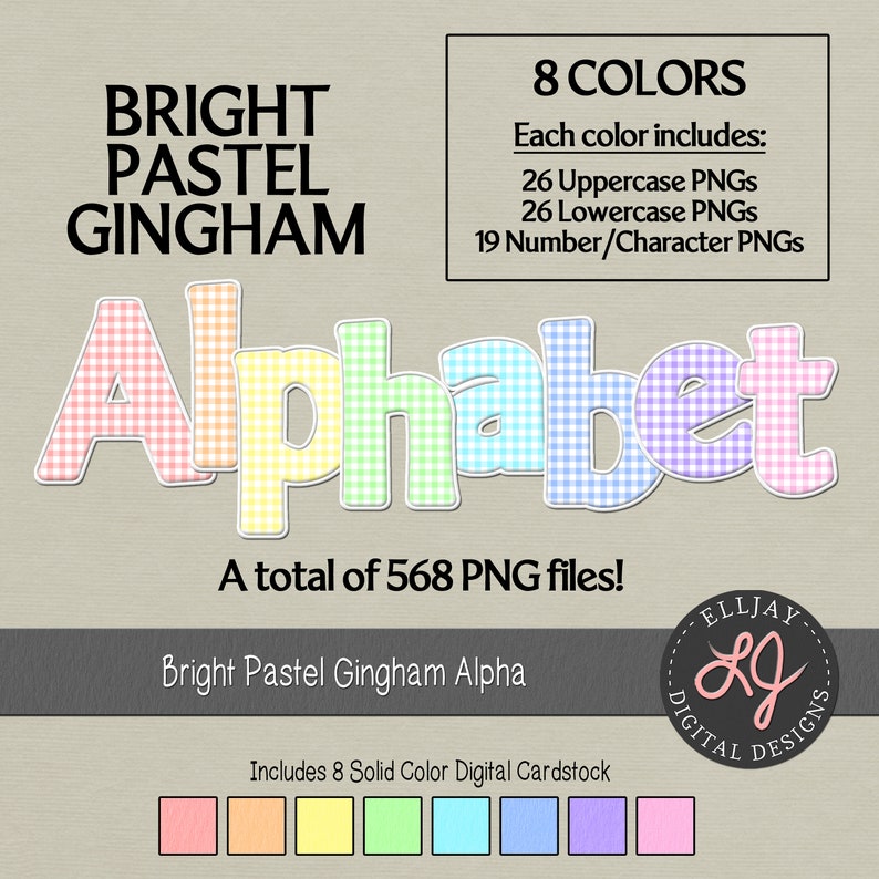 Pastel Gingham PNG Alpha Set: 8 Colors (digital Download) - Etsy