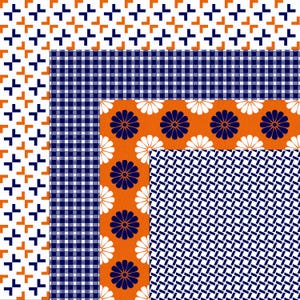 Orange & Navy Blue Digital Paper Pack. Seamless Patterns. (digital ...