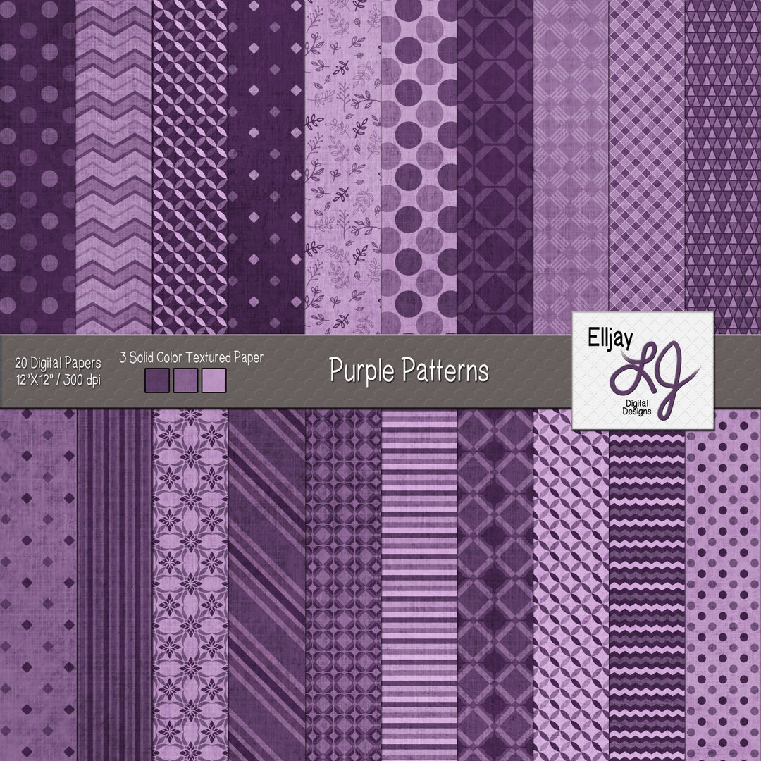 Purple Digital Paper With Grunge Texture. Purple Patterns for ...