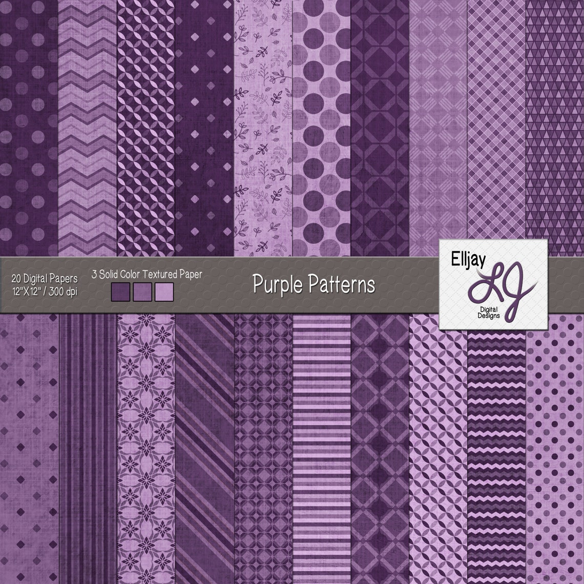Purple Digital Paper With Grunge Texture. Purple Patterns for ...