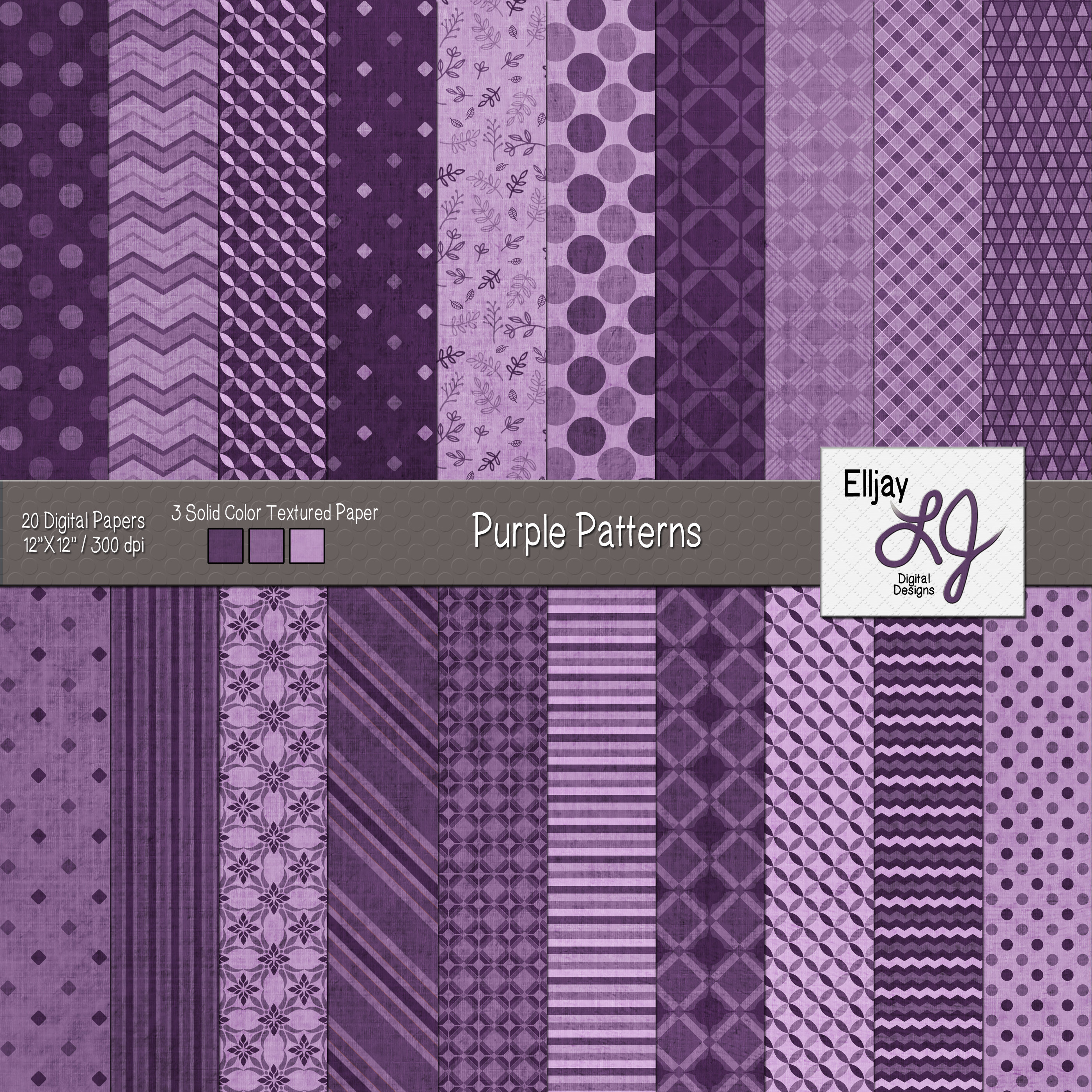 Purple Digital Paper With Grunge Texture. Purple Patterns for ...