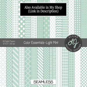 Mint Green Floral Digital Paper Pack. Seamless Mint Scrapbook. 32 Green ...