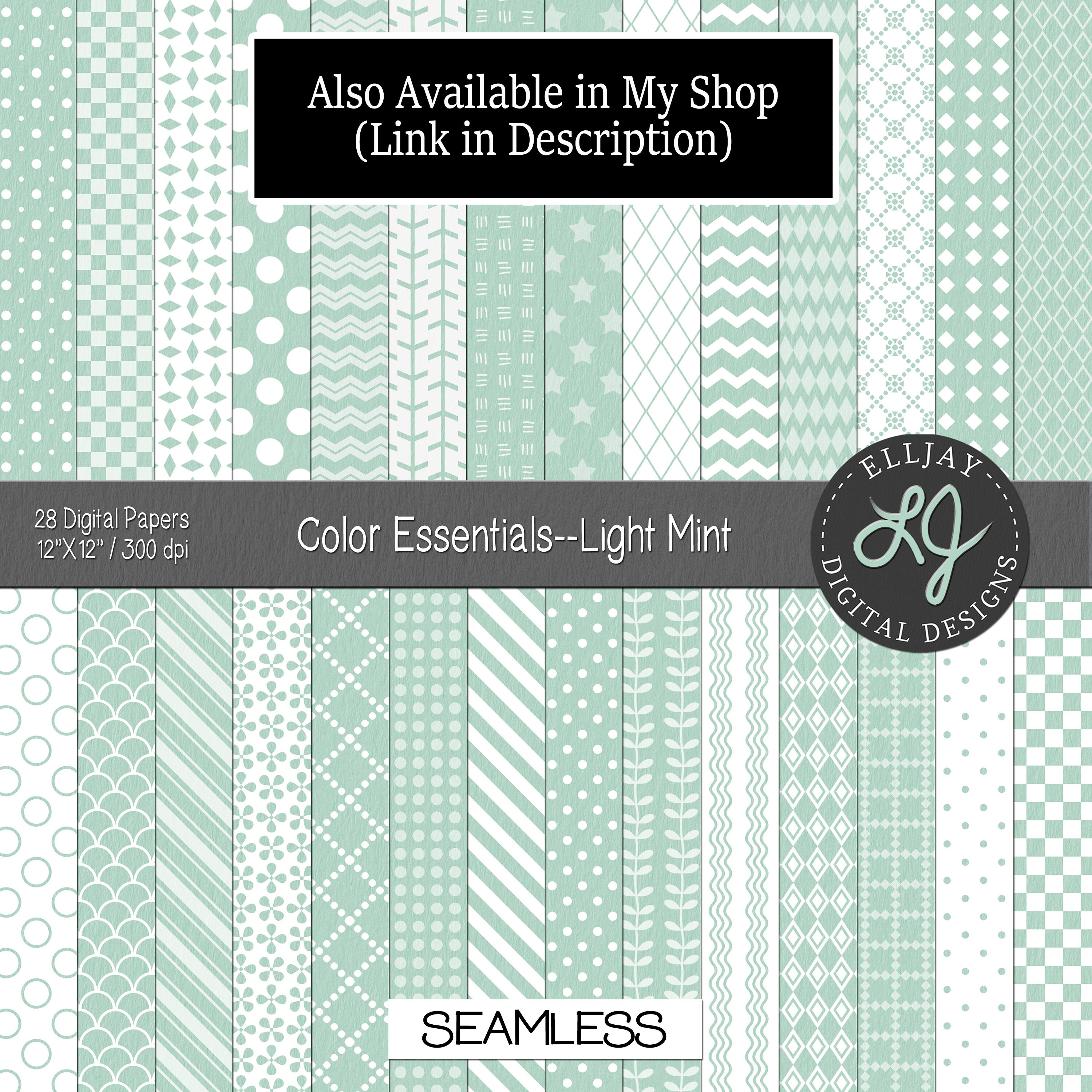 Mint Green Floral Digital Paper Pack. Seamless Mint Scrapbook. 32 Green ...