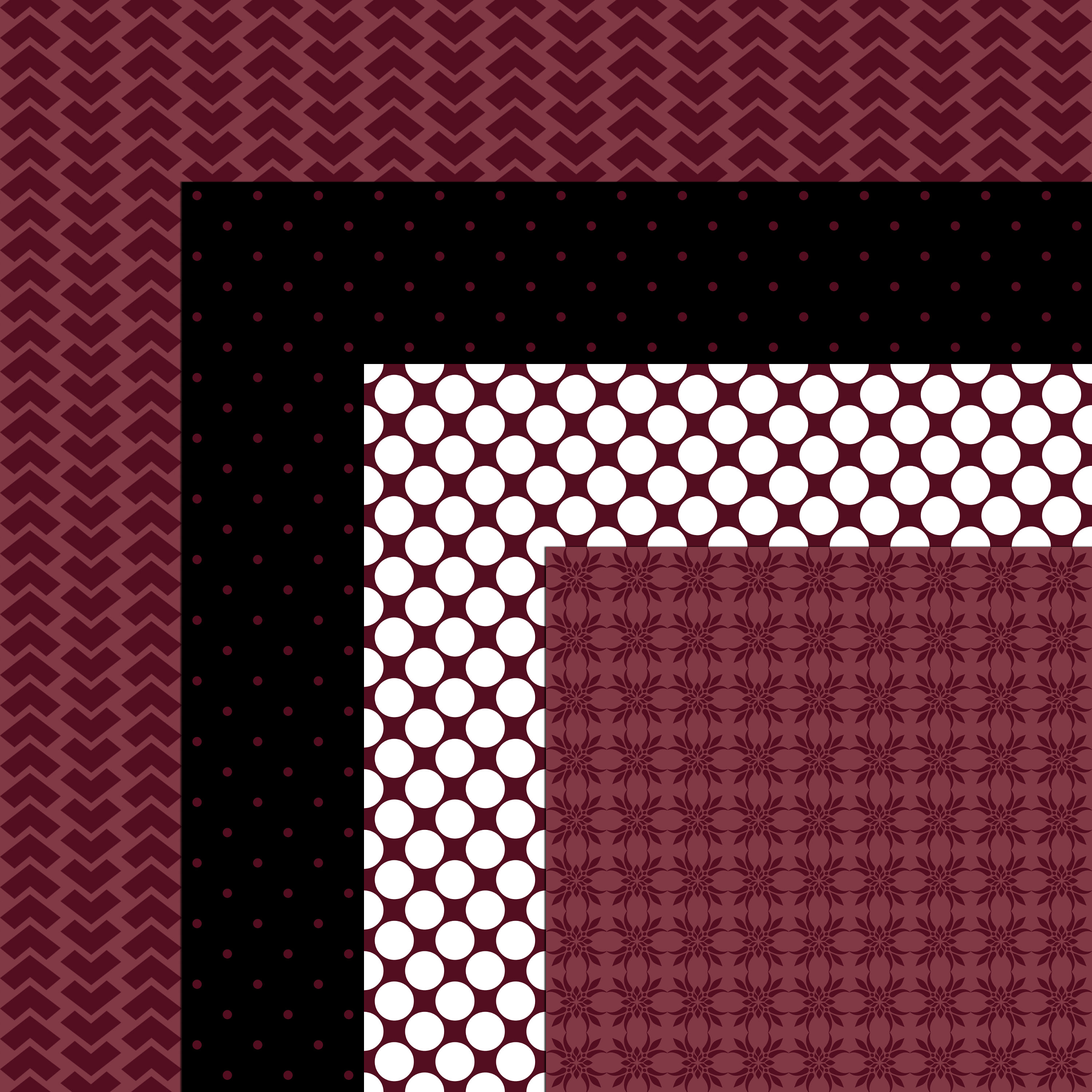 Maroon & Black Digital Paper Pack: Seamless Patterns (12x12", 300 Dpi ...