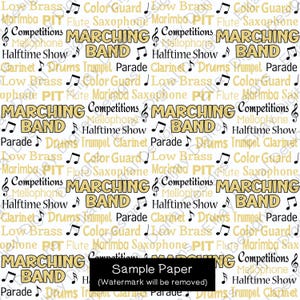 Gold Marching Band Paper Pack: Seamless Music Scrapbook (digital ...