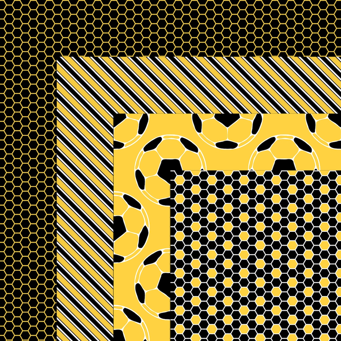 Yellow and Black Soccer Digital Paper. Yellow Soccer Ball Alpha. Soccer ...