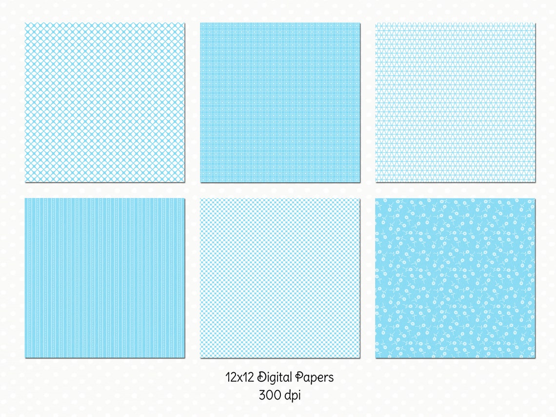 Pastel Blue Digital Paper Pack With a Light Texture. Blue Scrapbook ...