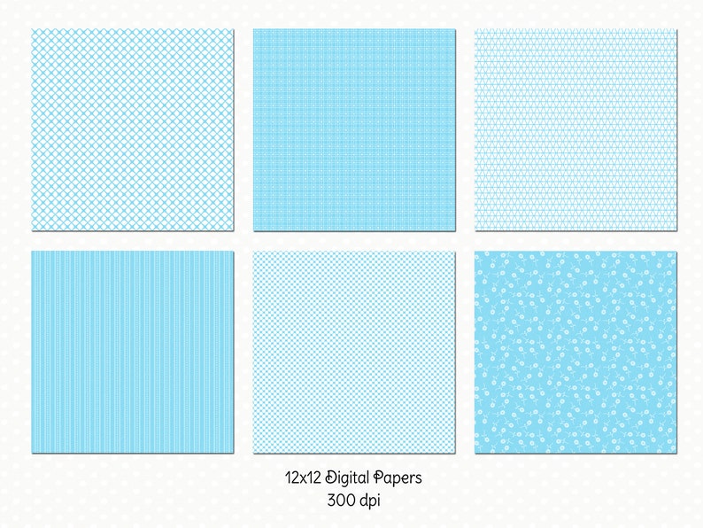 Pastel Blue Digital Paper Pack With a Light Texture. Blue Scrapbook ...