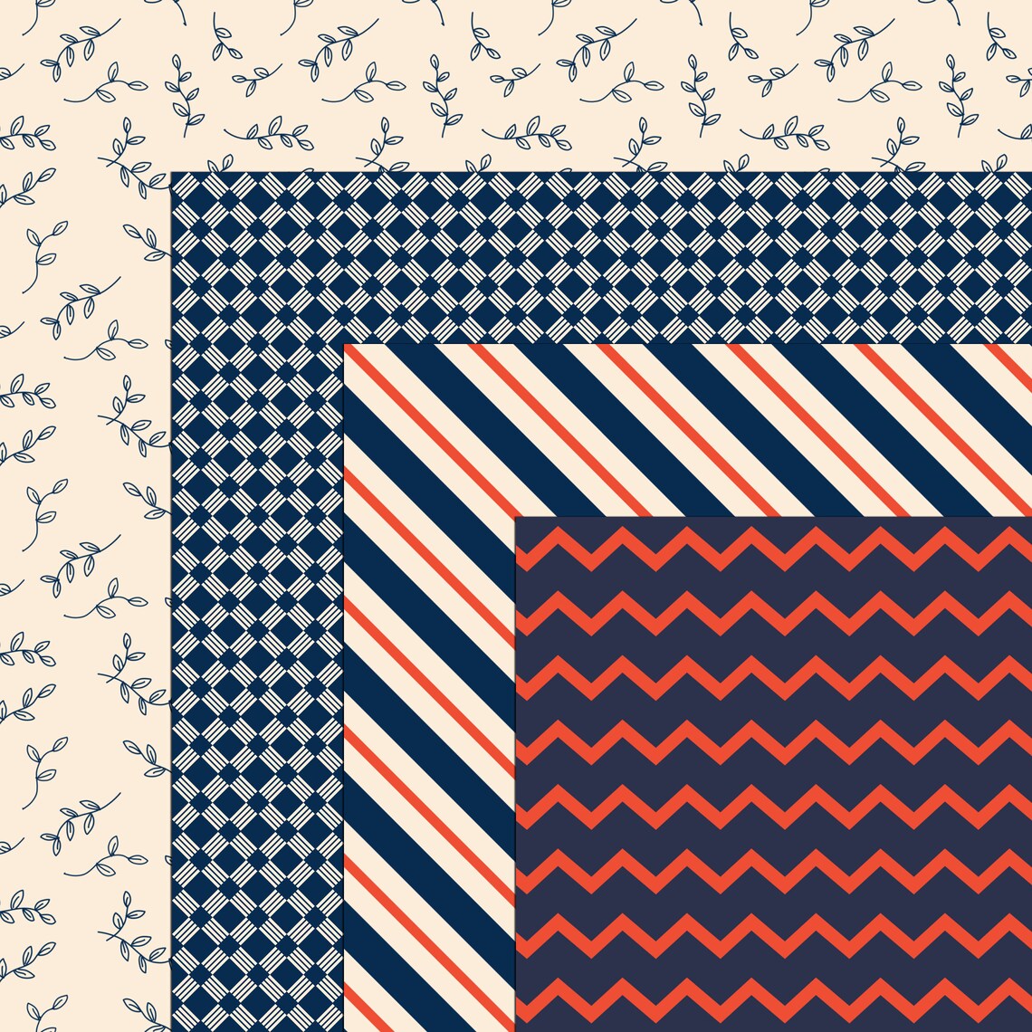 Navy Blue & Orange Digital Paper Pack. Sports Colors. Blue and Orange ...