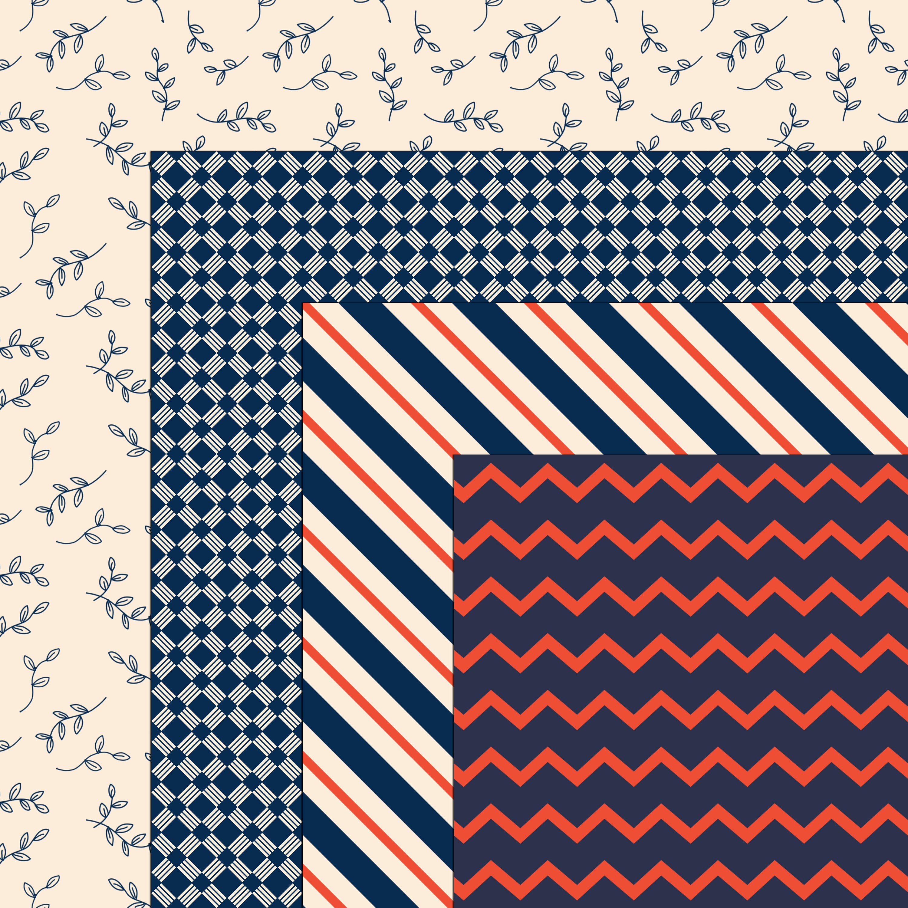 Navy Blue & Orange Digital Paper Pack. Sports Colors. Blue and Orange ...