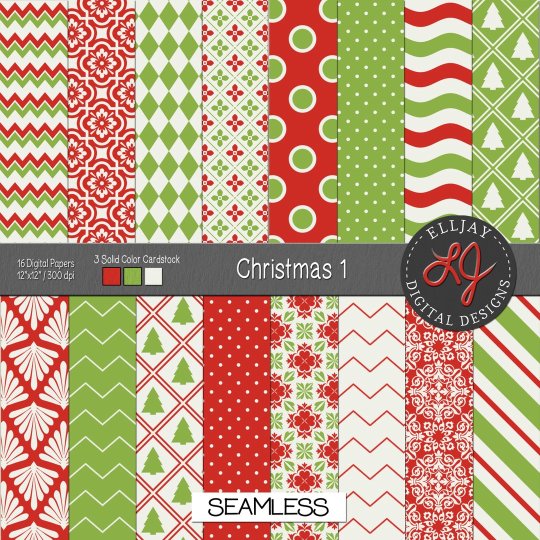 Christmas Digital Paper Pack. Christmas Scrapbook Paper. Christmas ...