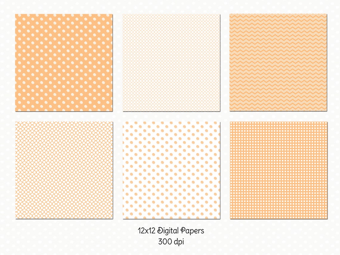 Pastel Orange Digital Paper Pack: Light Texture Scrapbook Backgrounds ...