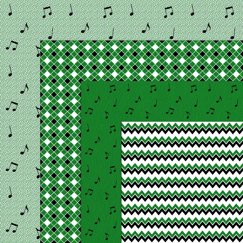 Green Marching Band Digital Paper Pack. Band Scrapbook Paper. Music ...