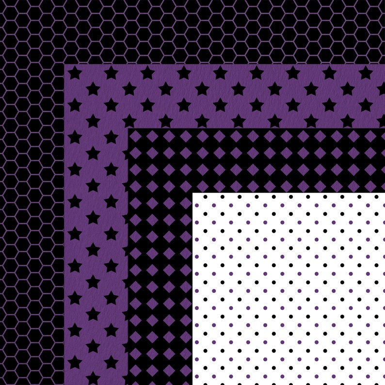 Black, White and Purple Digital Paper Pack. for Backgrounds ...