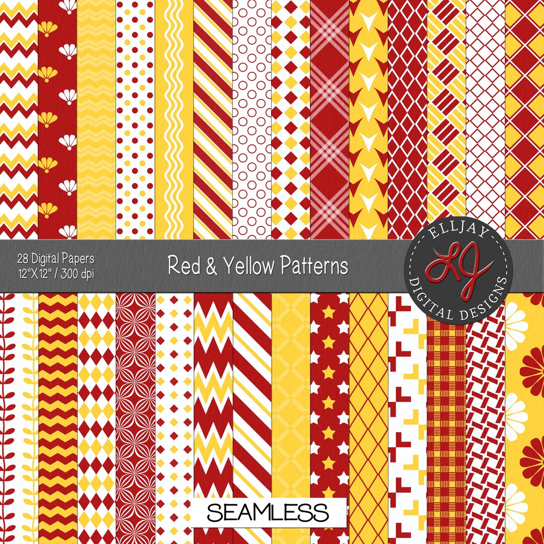 Red & Yellow Digital Paper With Light Texture for Scrapbooks, Crafts ...