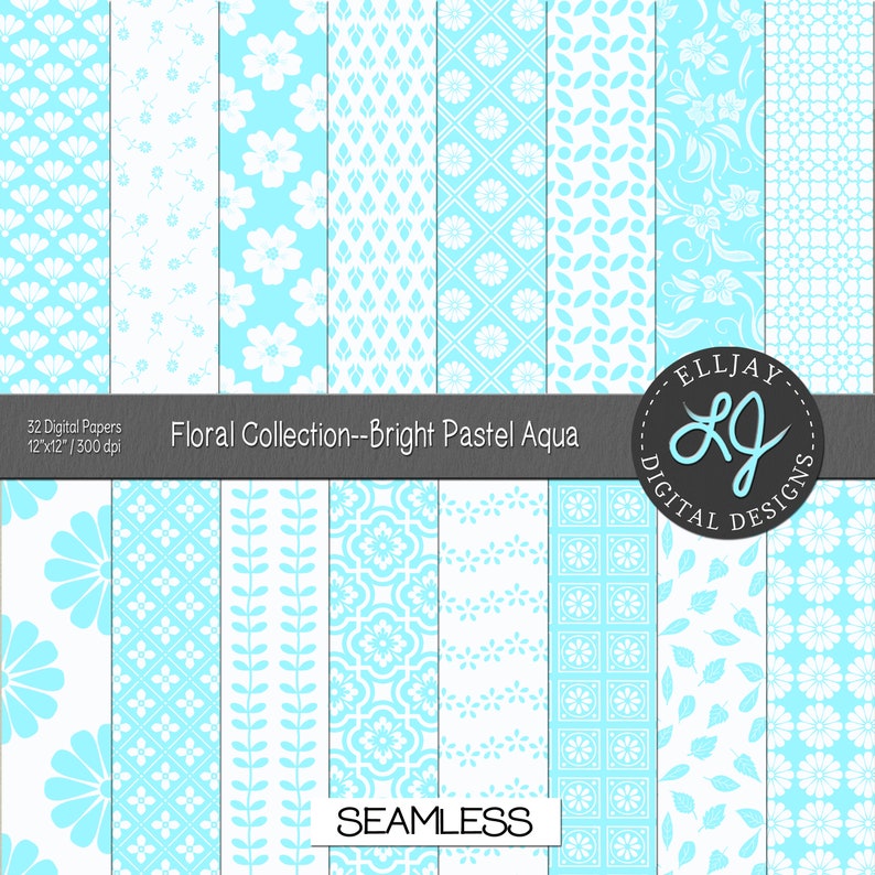 Pastel Floral Digital Paper Pack: Seamless Scrapbook Patterns (digital ...