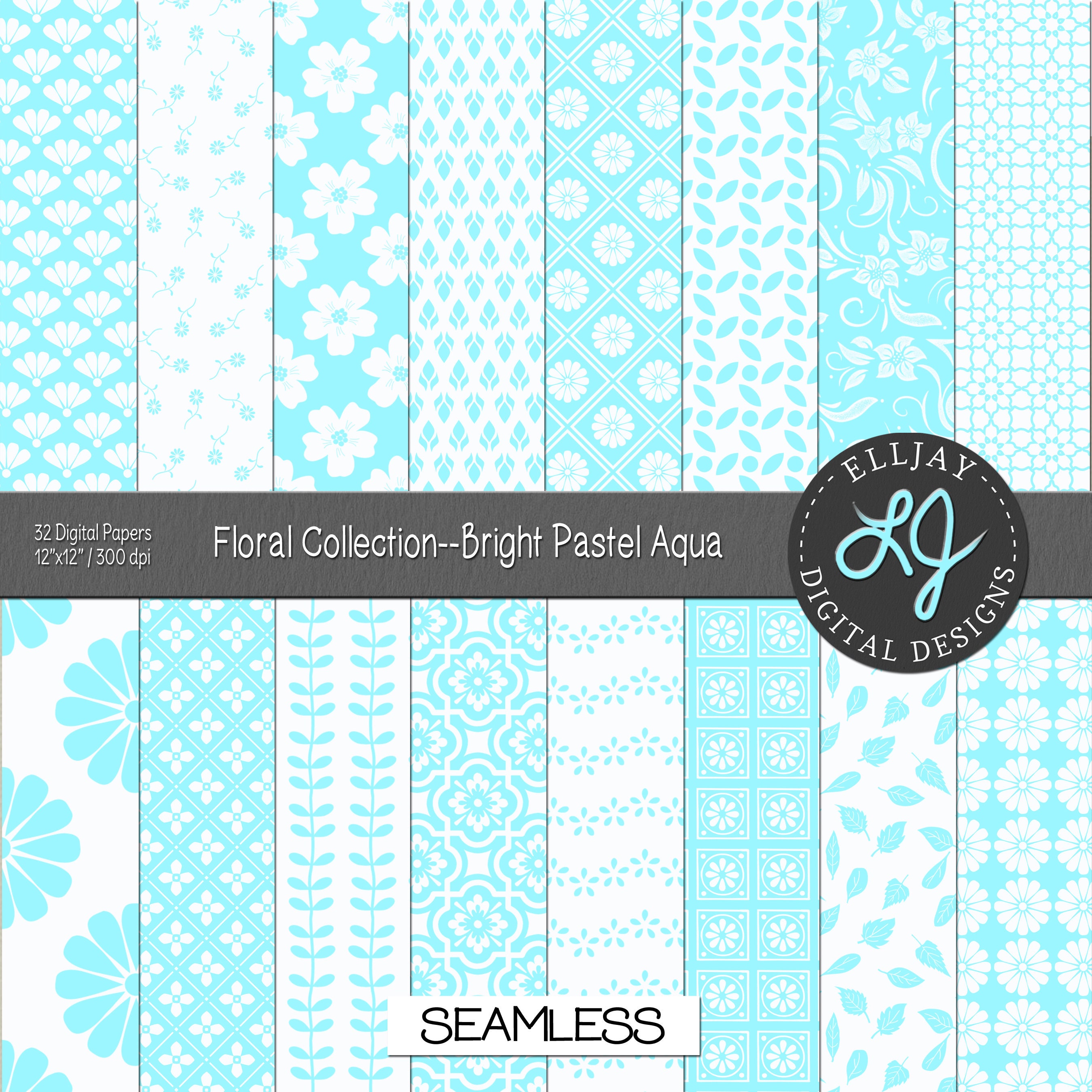 Pastel Floral Digital Paper Pack: Seamless Scrapbook Patterns (digital ...