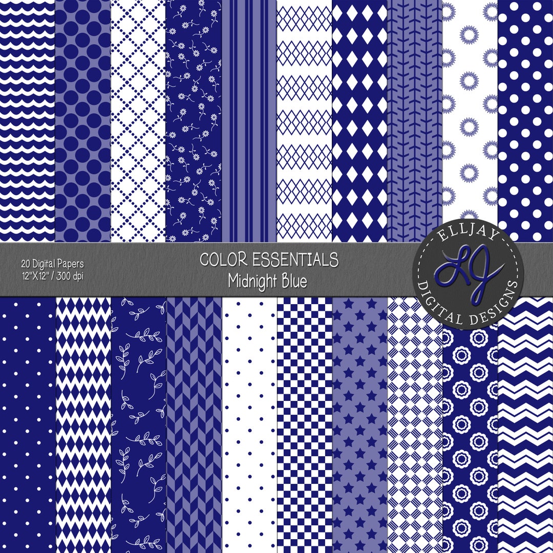 Midnight Blue Digital Paper Pack. Seamless Blue Backgrounds. Blue Polka ...