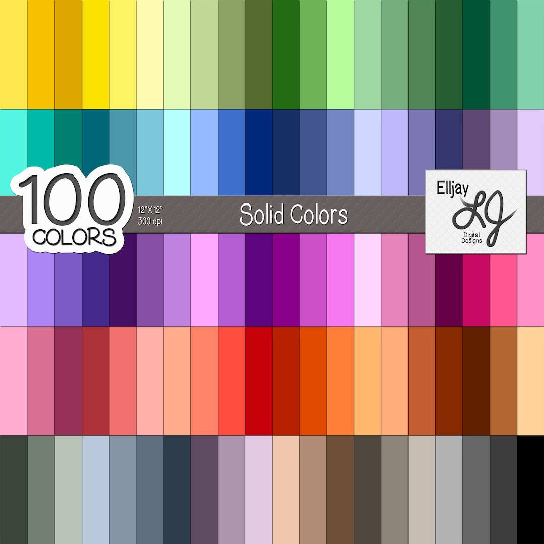 100 Solid Digital Papers in 100 Rainbow Colors. Bright - Etsy