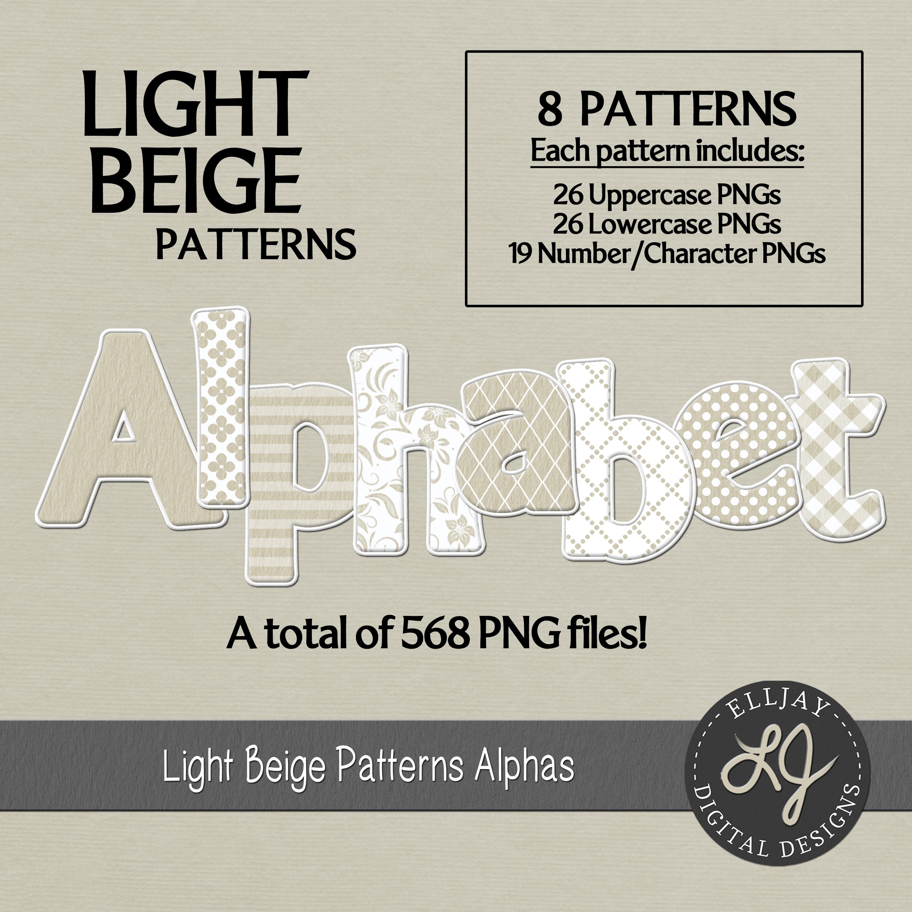 Tan Patterned Alphabet PNG Clipart: Beige Letters & Numbers (digital ...