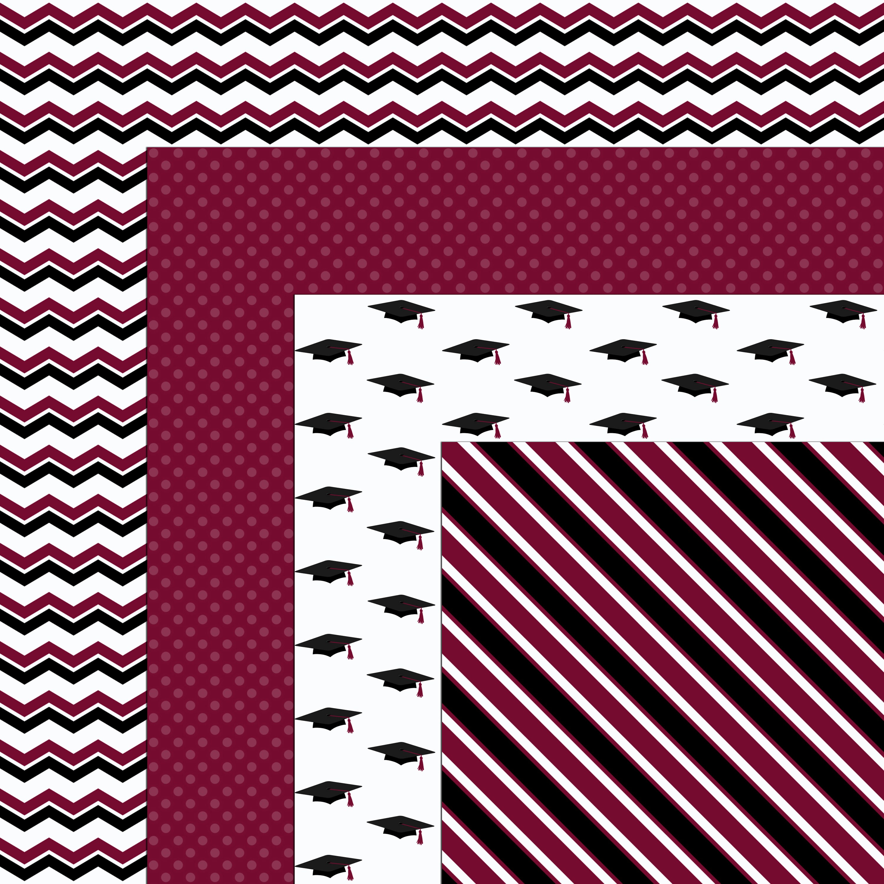 2025 Maroon Graduation Digital Paper Pack With Graduation Word Art ...